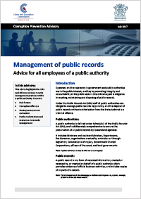 Corruption Prevention Advisories | CCC - Crime and Corruption ...